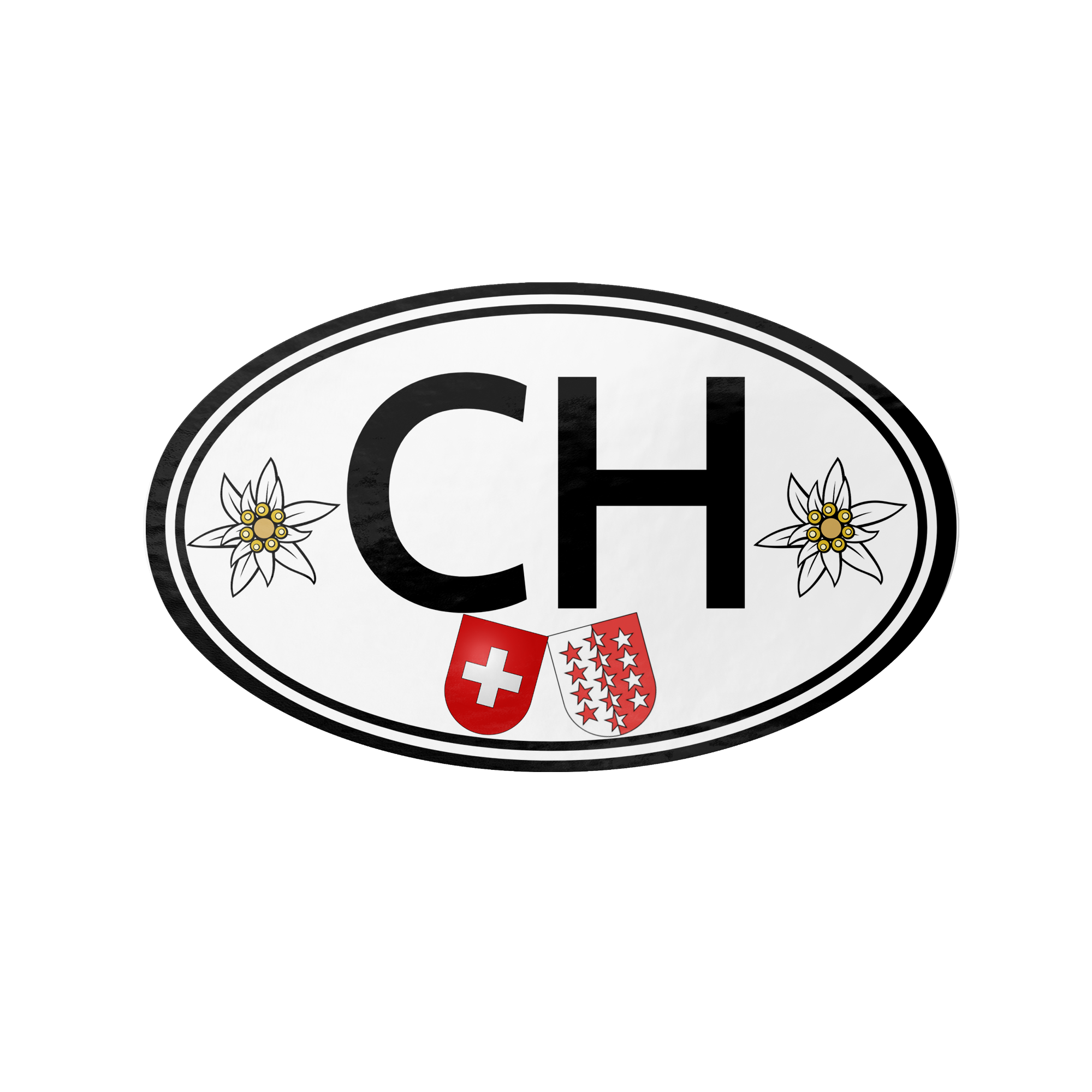 Valais Switzerland CH Oval Sticker – Swiss Car Decal with Edelweiss Fl ...