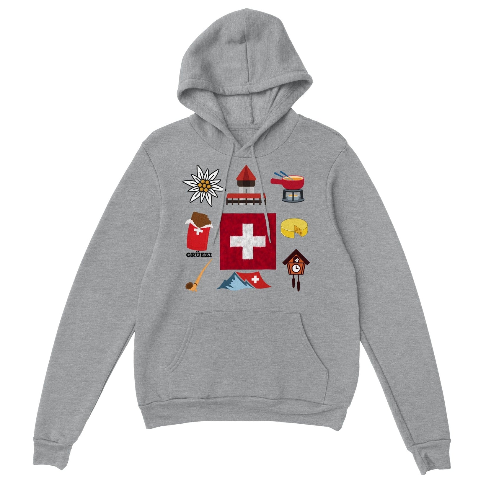 Swiss Culture Icons Pullover Hoodie | Swiss Flag, Fondue, Chocolate So ...